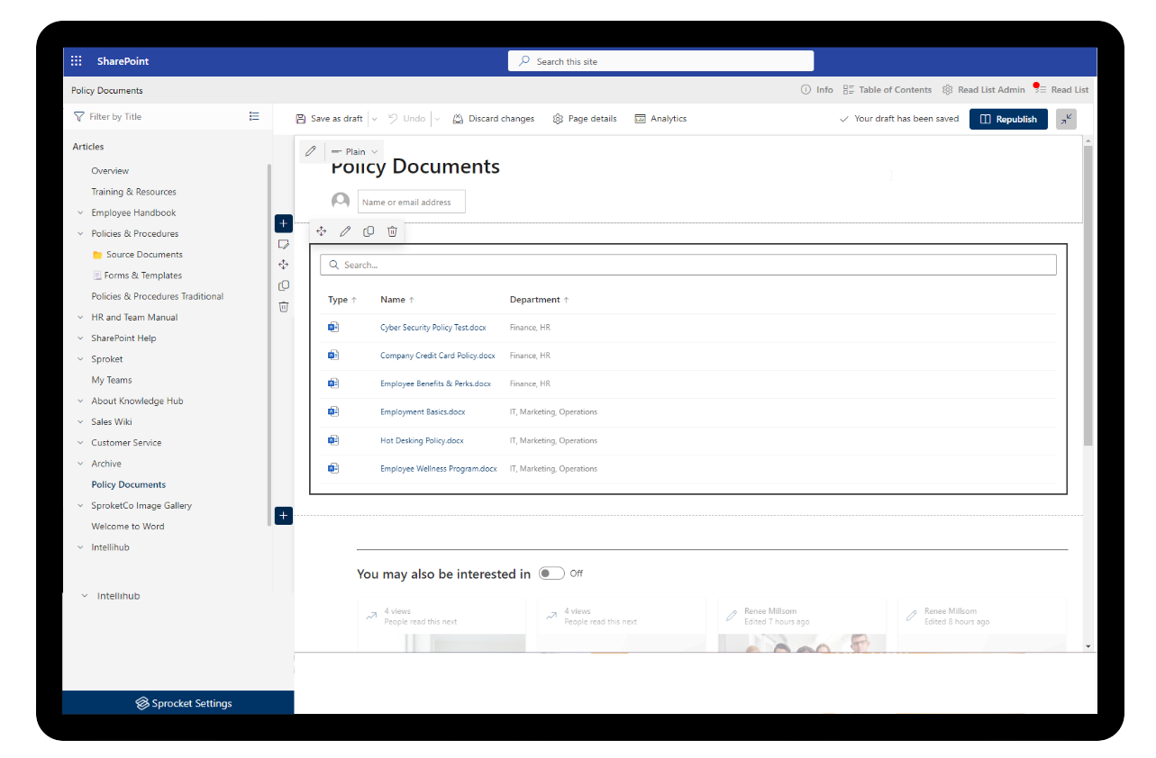 Microsoft Content Editor Web Part for Document Management