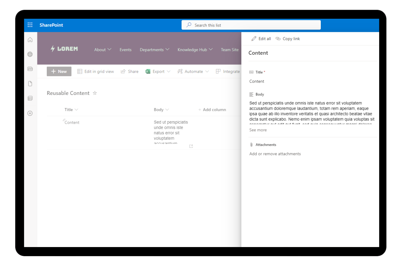 Reusable Content - Sprocket 365